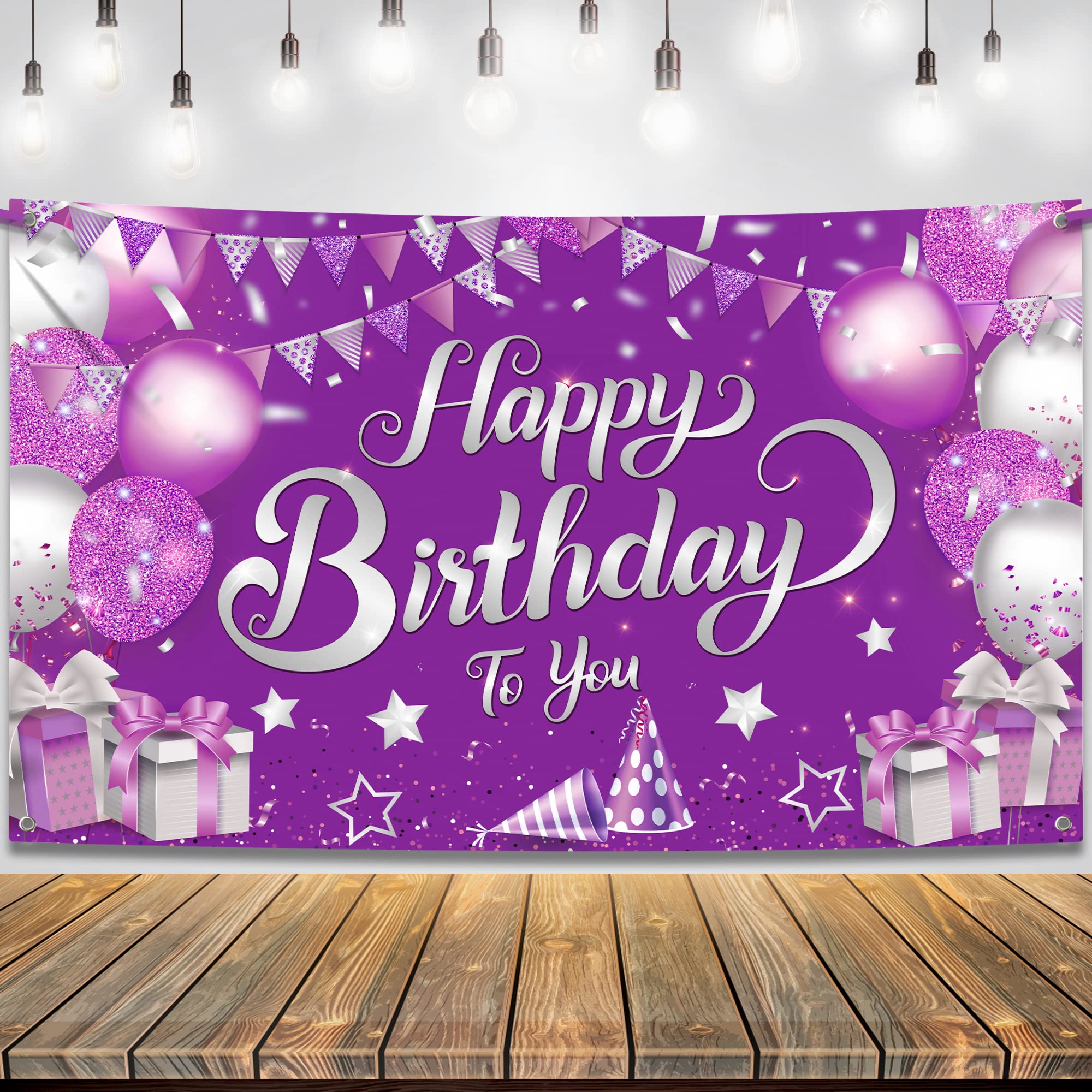 Katchon, Xtralarge Purple Happy Birthday Banner - 72X44 Inch | Purple ...