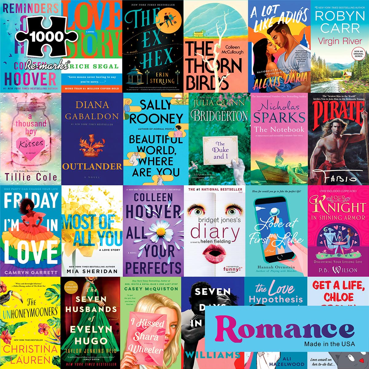 Re-Marks Romance Novels Collage Puzzle, 1,000-Piece Literary Jigsaw ...