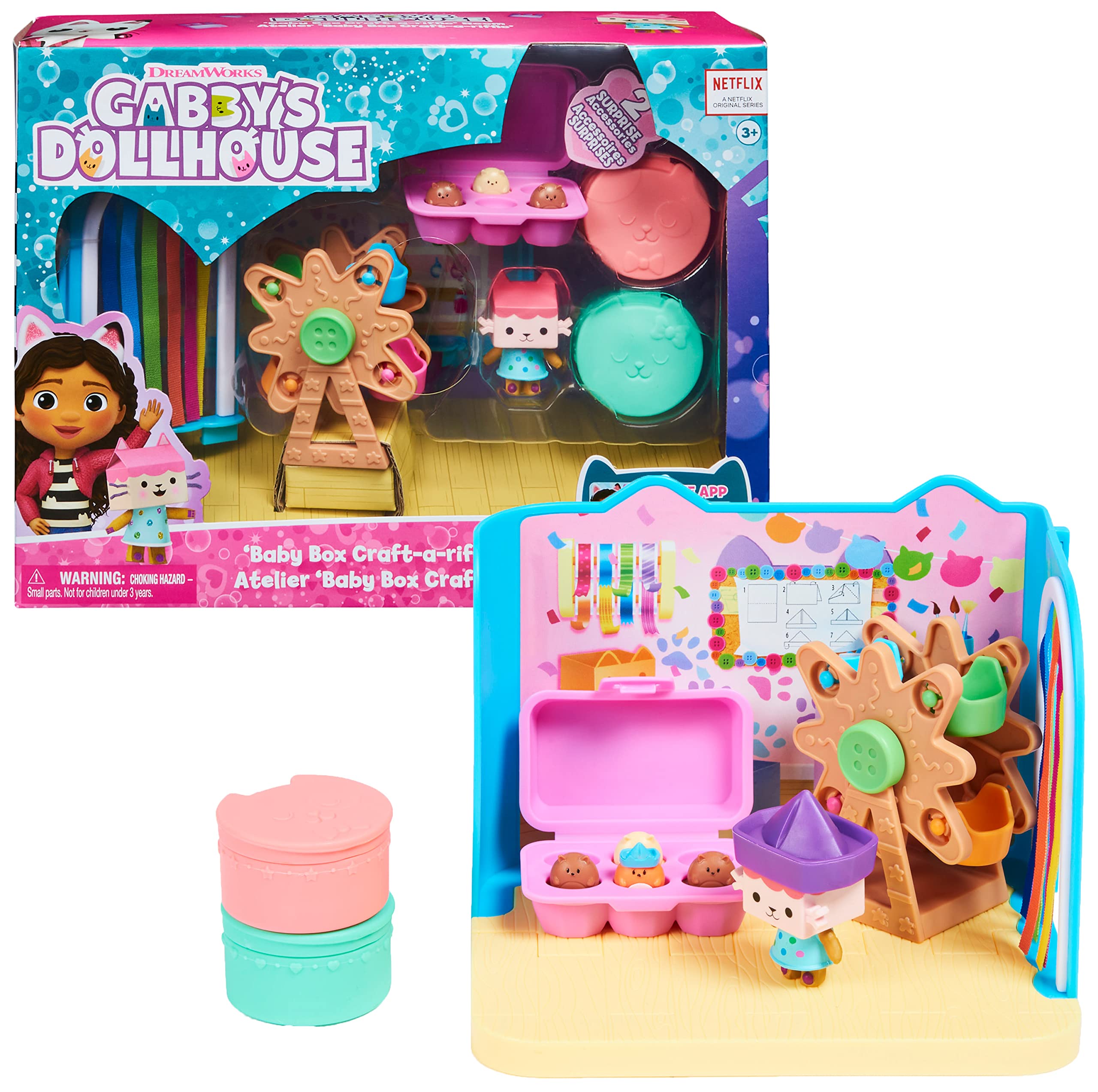 Gabby's Dollhouse Craft-a-riffic Baby Room Set, Multi-coloured, Plasti ...