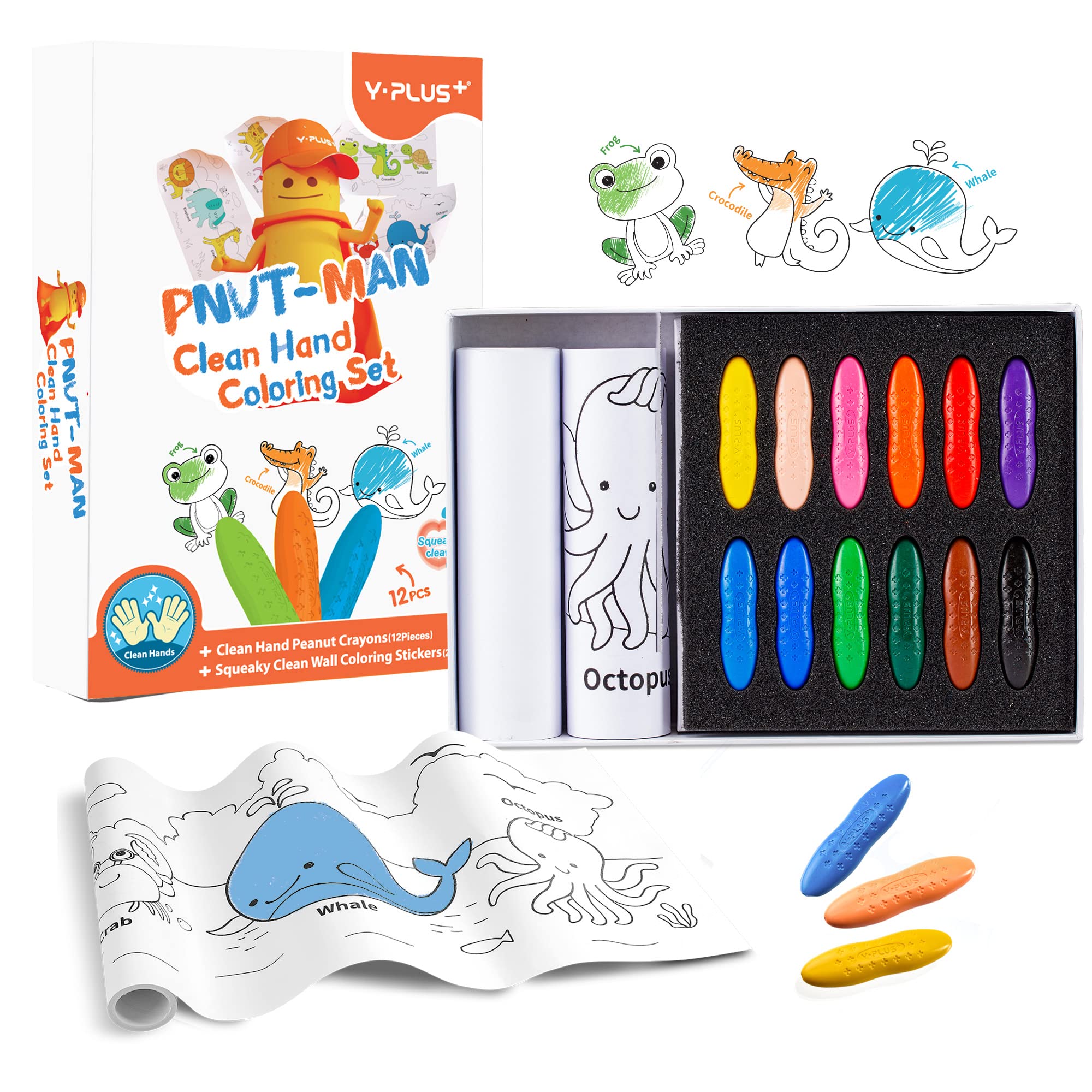 YPLUS Peanut Crayons Set for Kids, Art Case with 12 Colors Crayons and ...