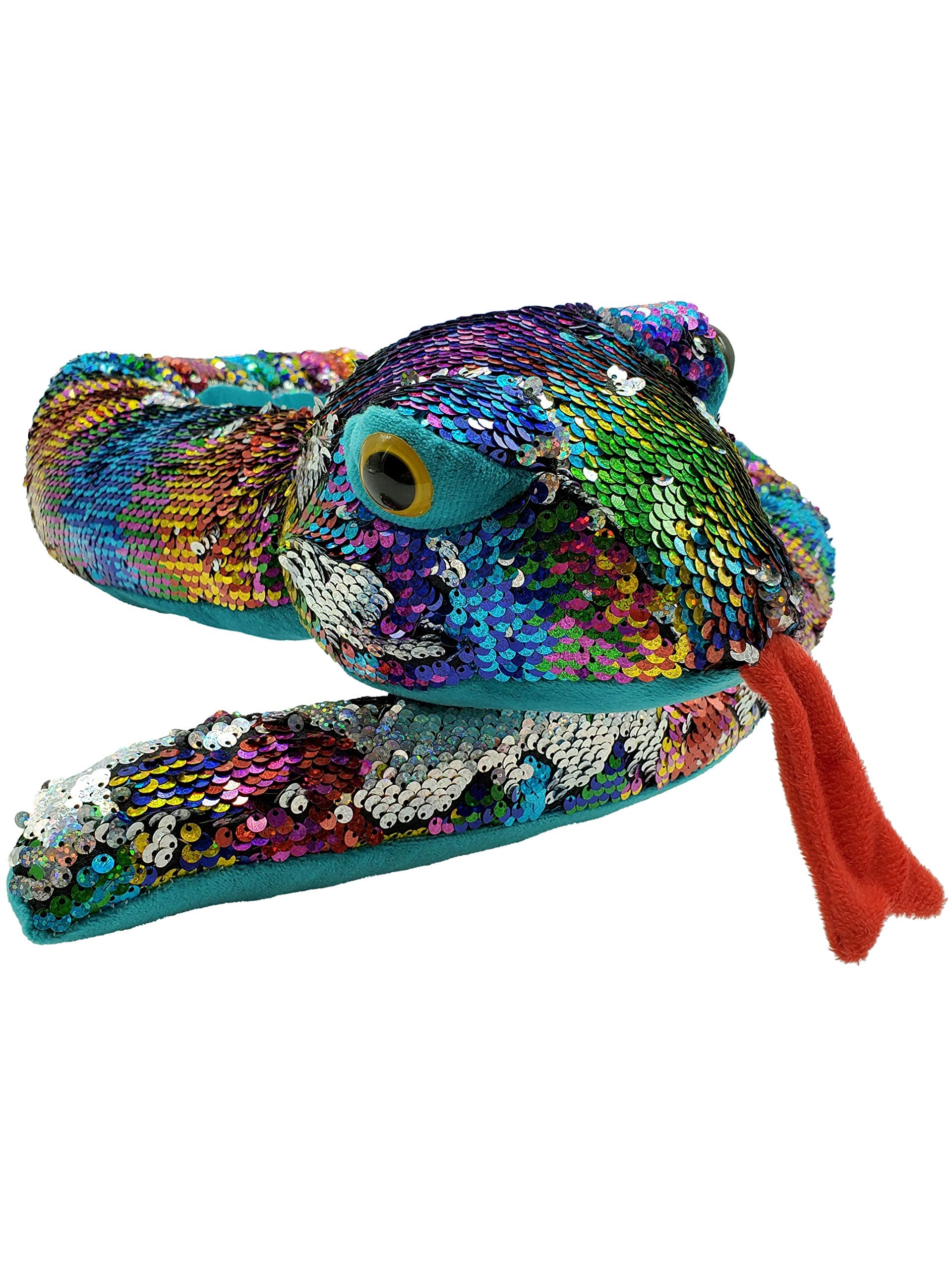 LMC Products Rainbow Flip Sequin Stuffed Snake - 60" Plush Reversible ...