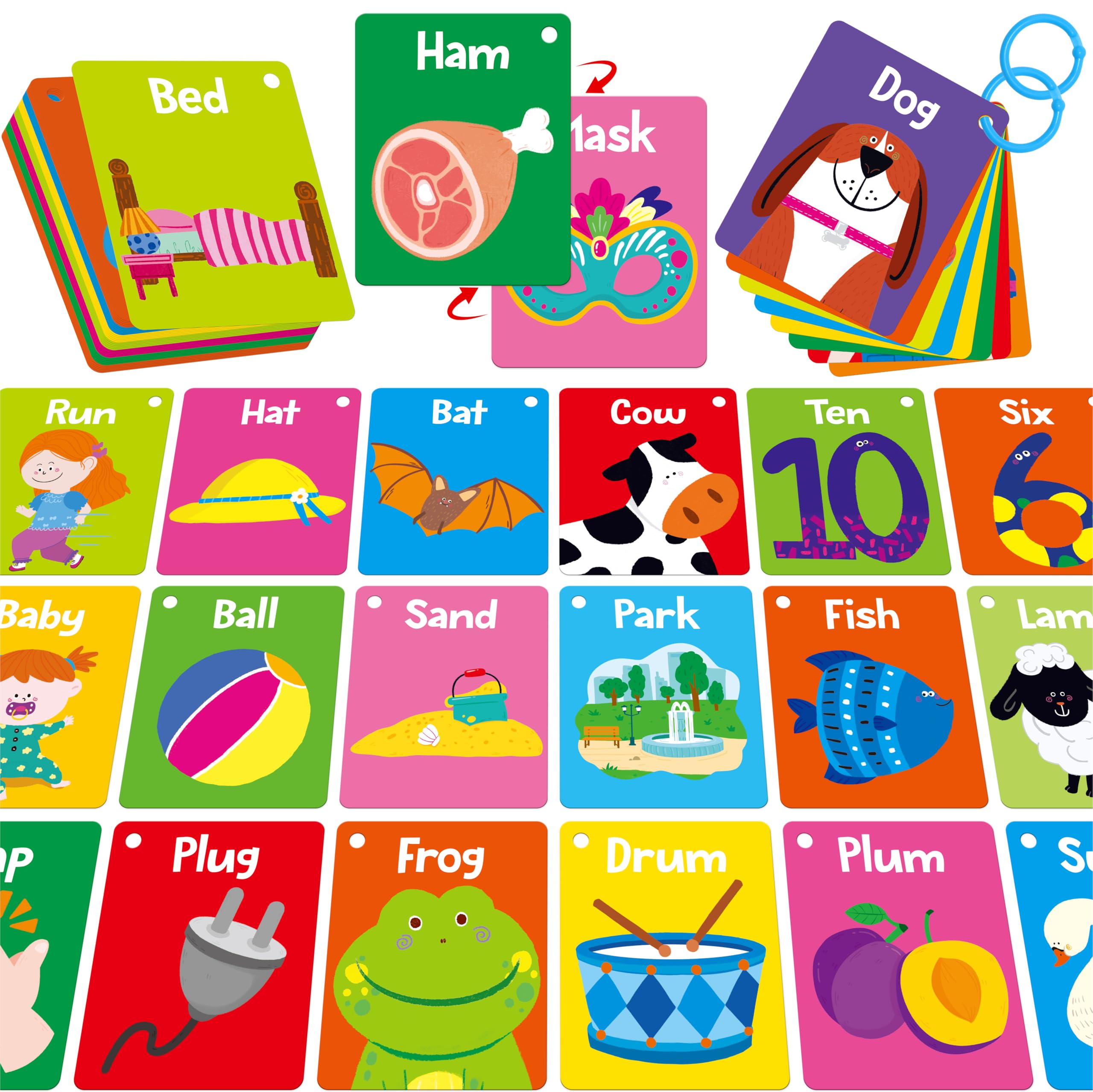SpriteGru 52 PCS Word Flashcards - Double-Sided CVC & CVCC Cards, 4"x6 ...