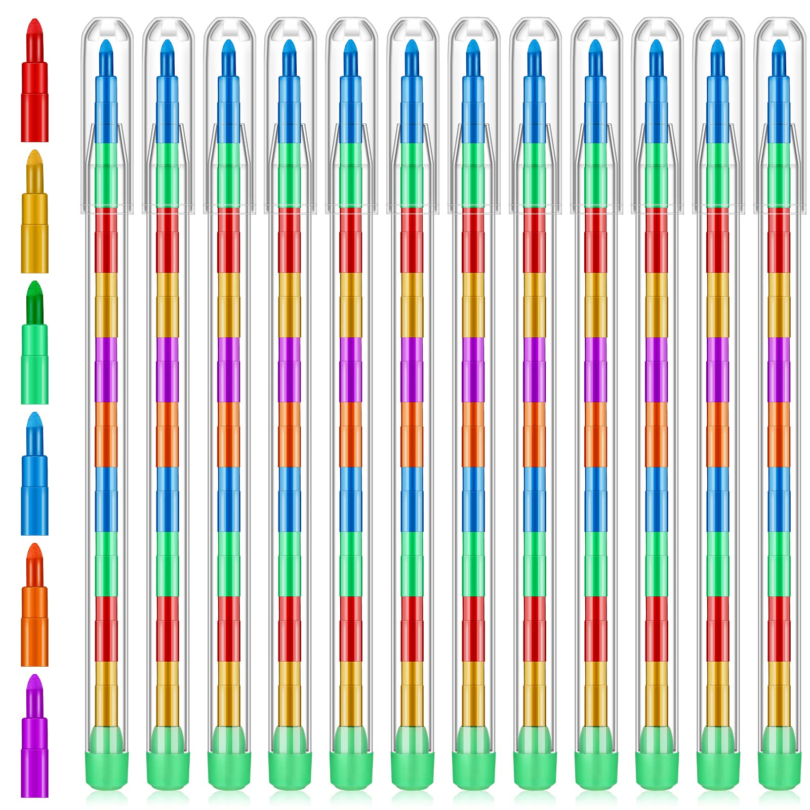 Thenshop 60 Pcs Stackable Crayons 10 Interchangeable Colors Stacking ...