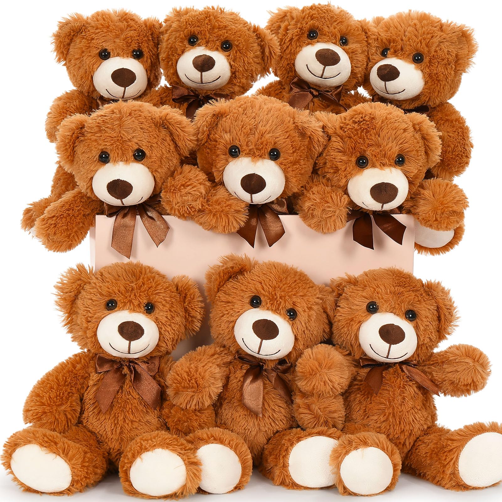 Maogolan Bulk Teddy Bear Baby Shower, 10 Packs Small Dark Brown Teddy ...