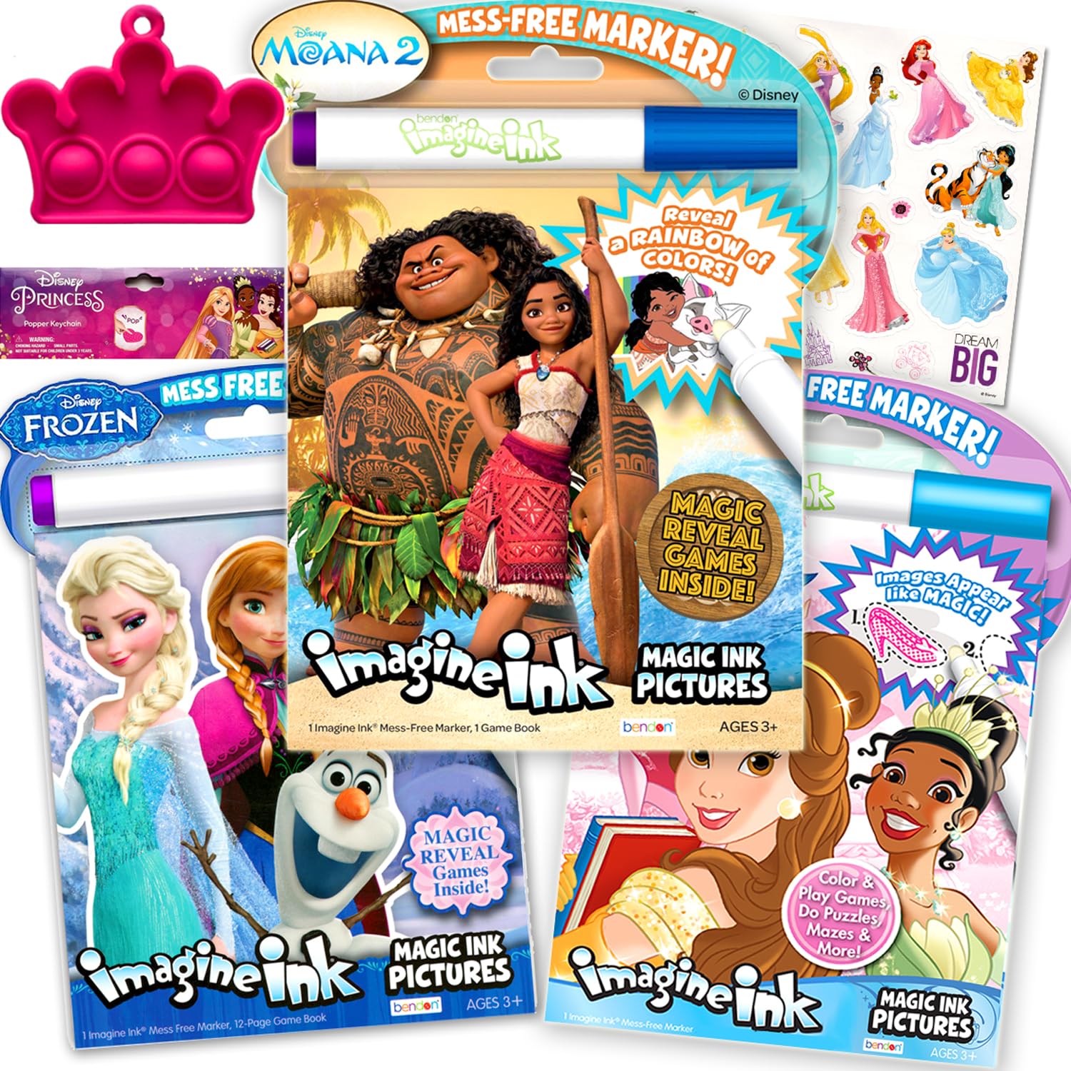 Disney Princess Magic Ink Coloring Book Set - Bundle of 3 Imagine Ink ...