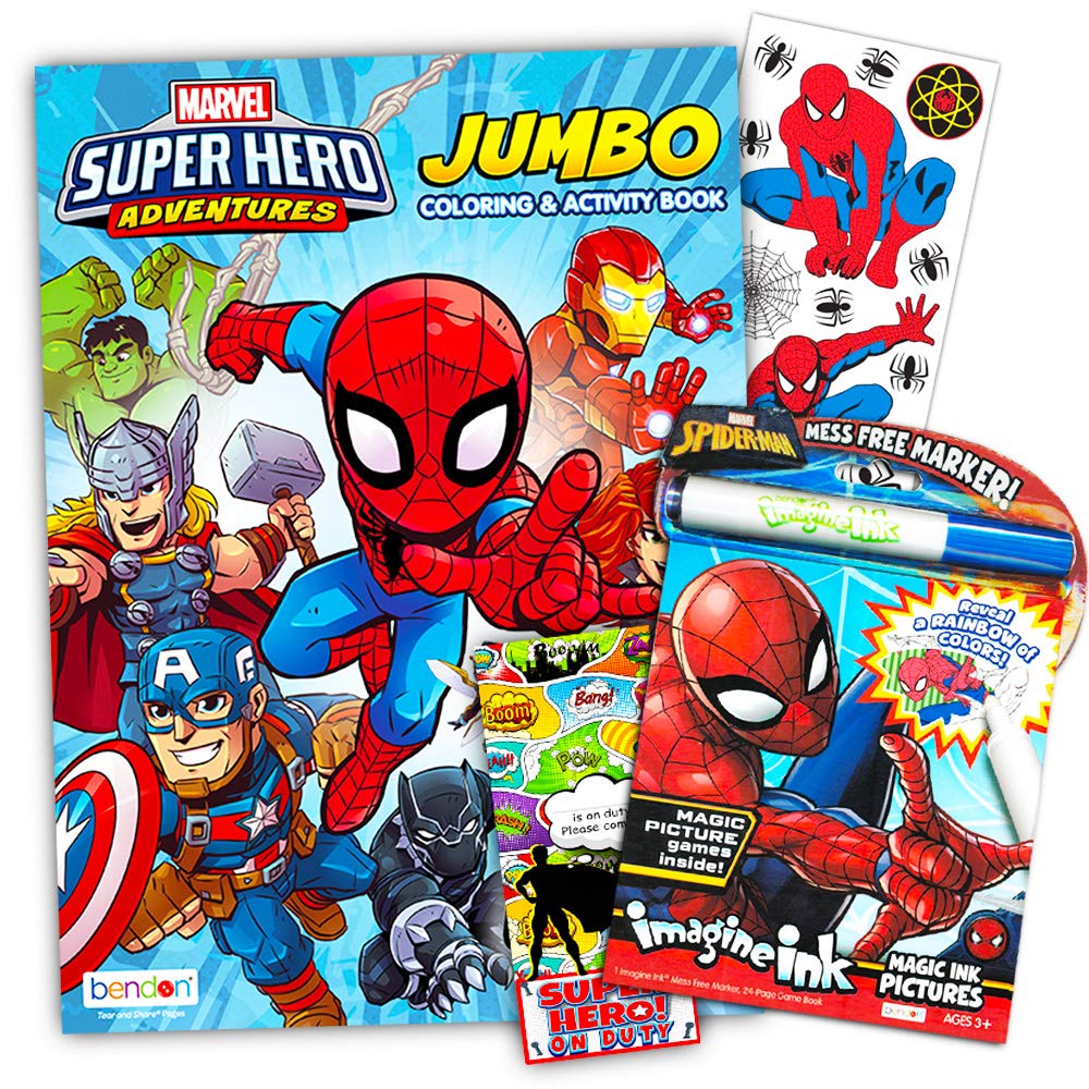 Marvel Spiderman Imagine Ink Coloring Book Set - 1 Mess-Free Book, 1 ...