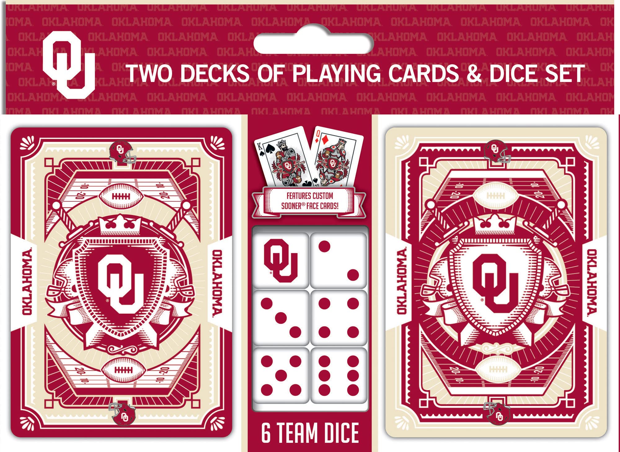 Masterpieces Game Day - NCAA Oklahoma Sooners 2-Pack Playing Cards & D ...