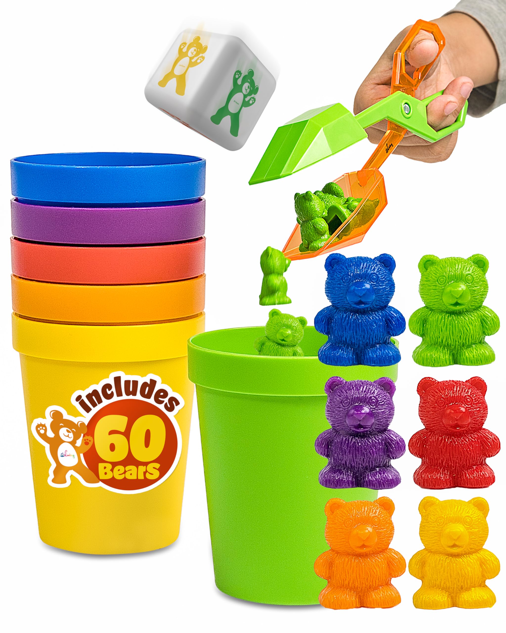 Skoolzy Counting Bears Set - 70 Pc Color Sorting Sensory Toys For ...