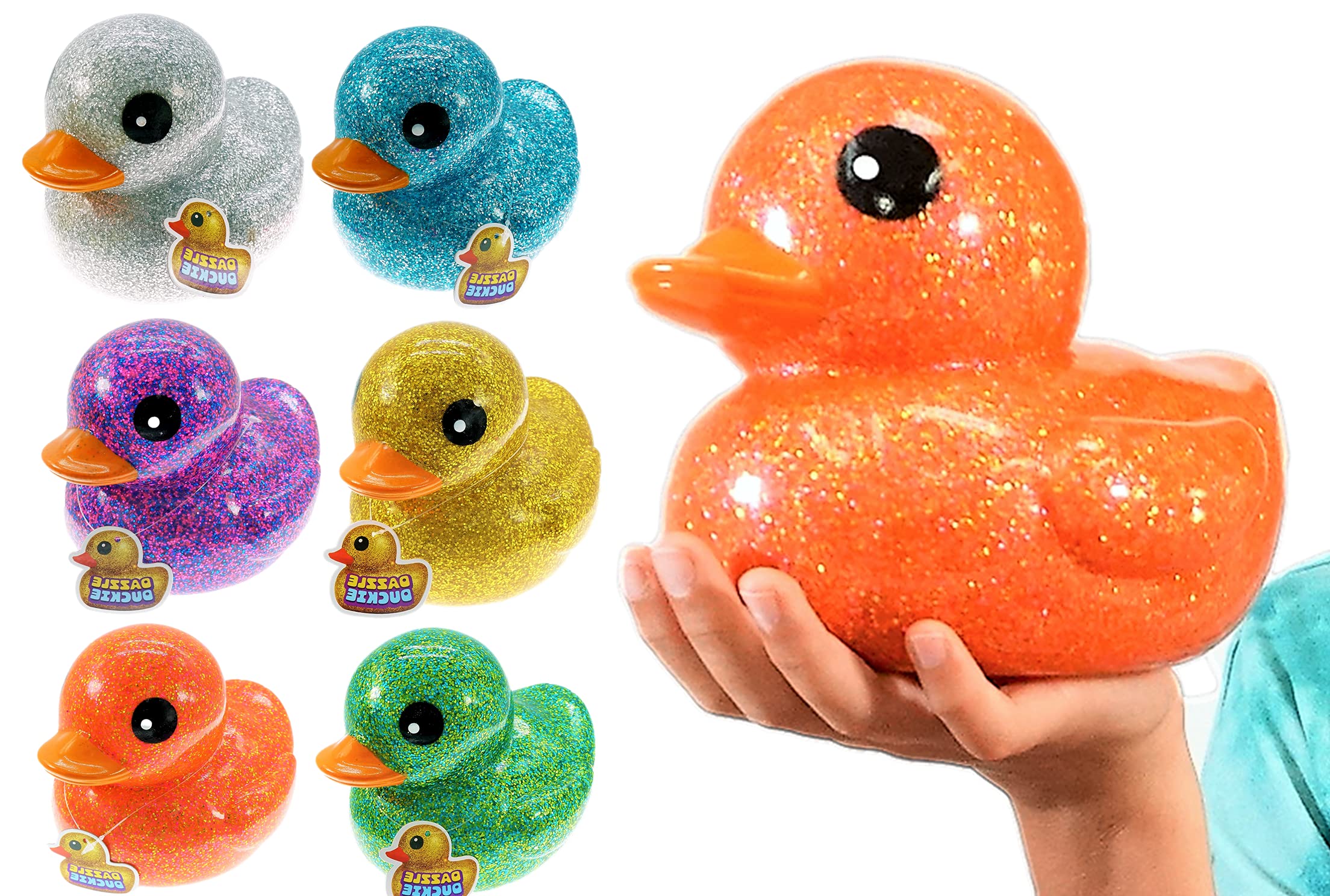 JA-RU Giant Glitter Rubber Ducks, 7" Assorted Colors, Rubber Fidget To ...