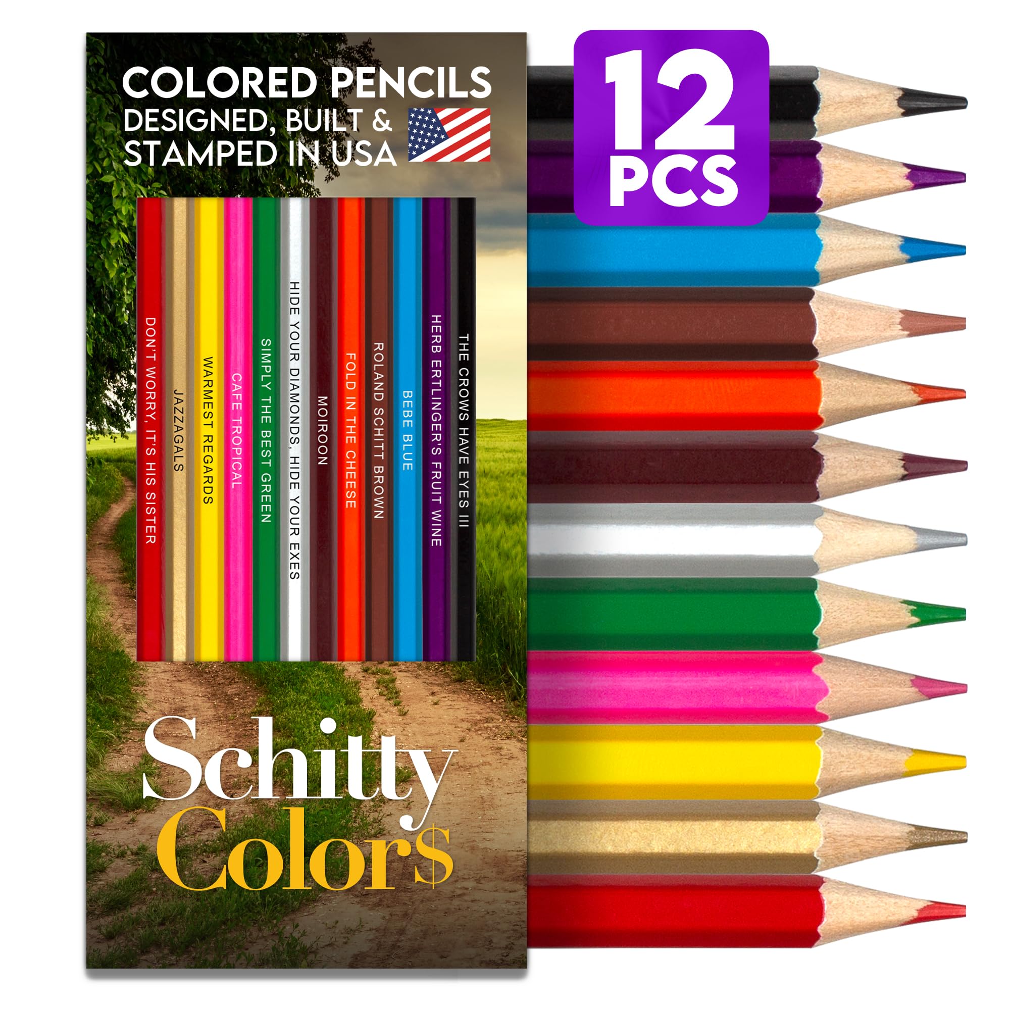 Pun Labs Schitts Creek-Inspired Colored Pencil Set - 12 Soft Core ...