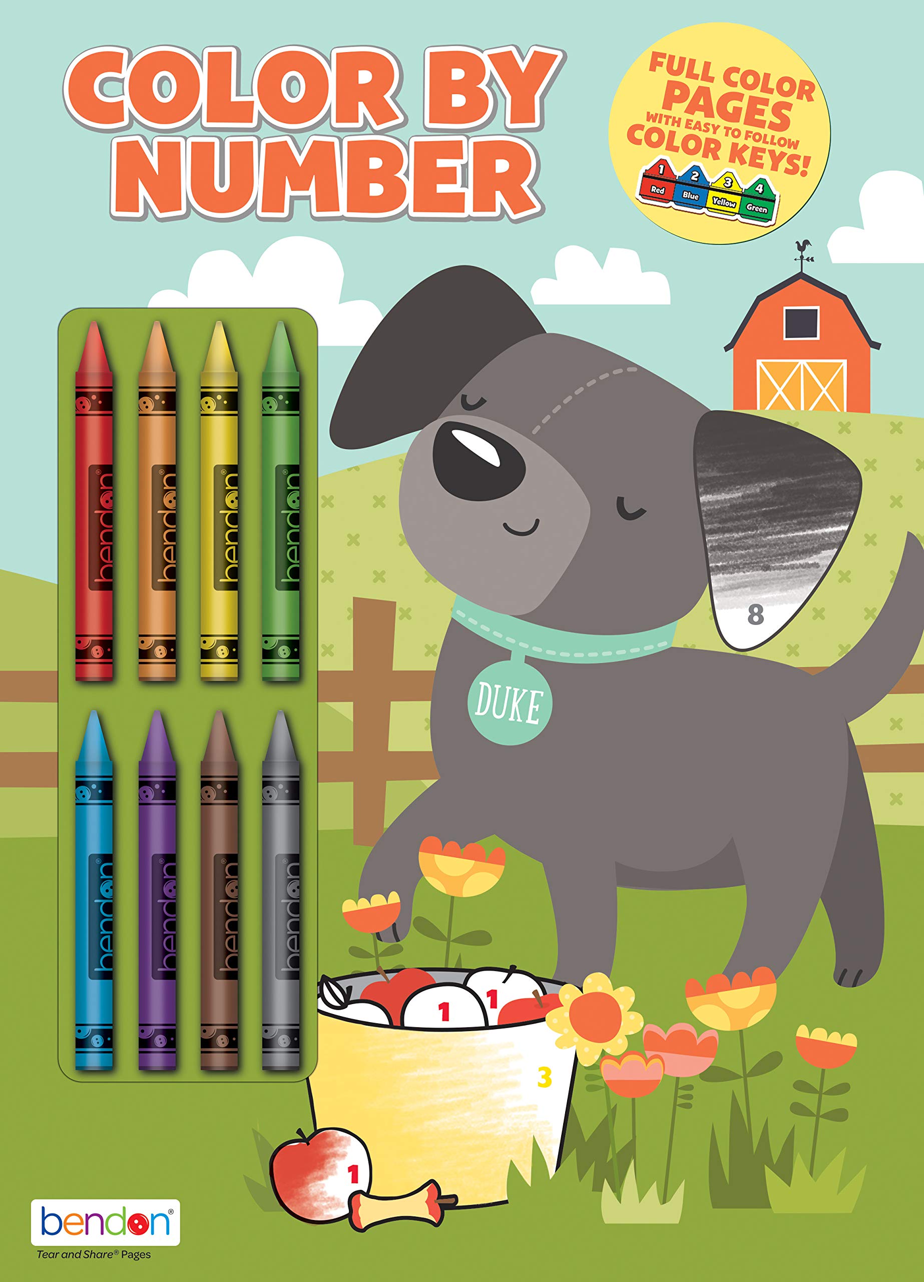 Bendon 32-Page Color by Number Coloring and Activity Book with 8 ...