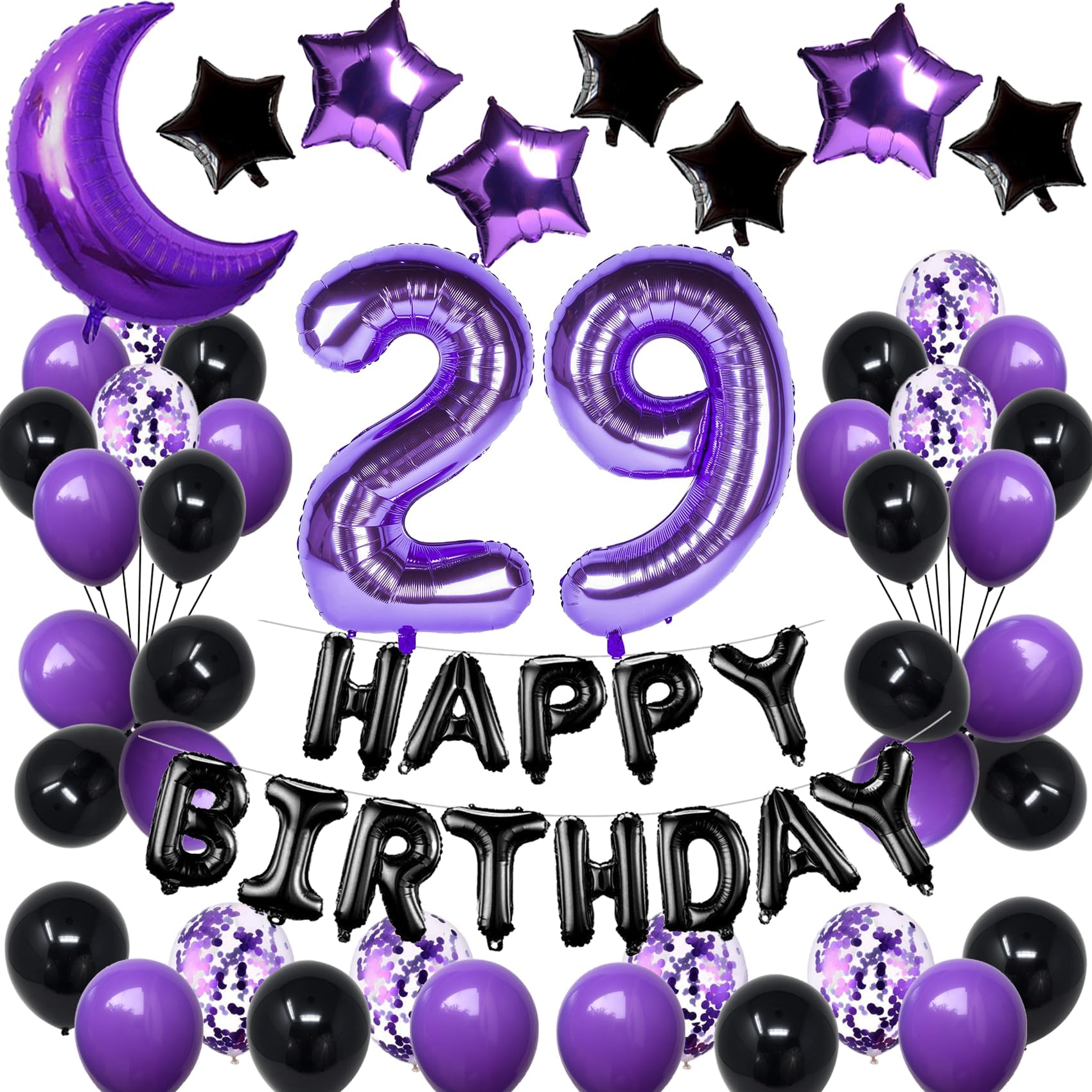 Naninuneno 29Th Birthday Decorations Set For Girl Women Boy Men, Purpl ...
