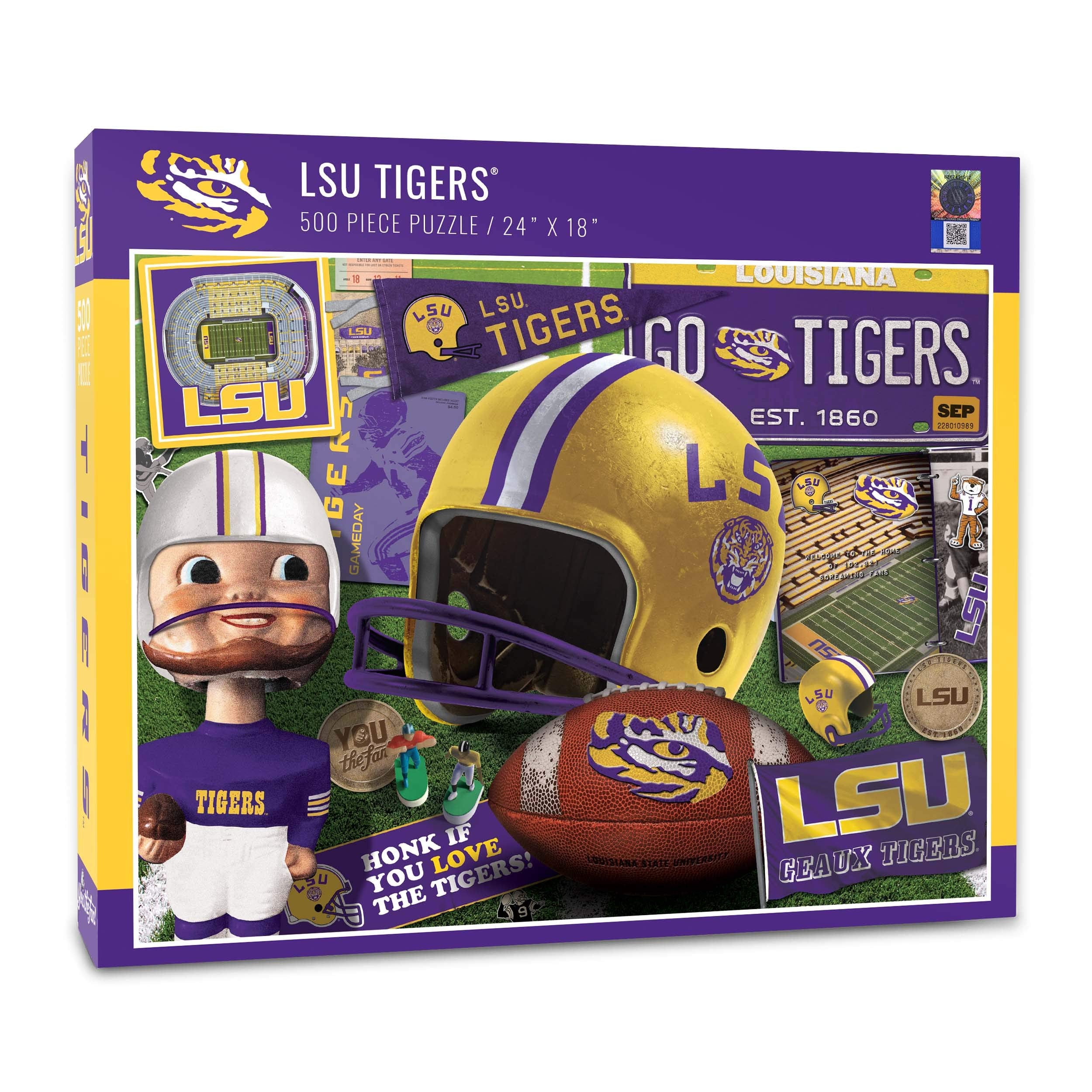 YouTheFan NCAA LSU Tigers 500-Piece Retro Puzzle - Team Colors, Cardbo ...