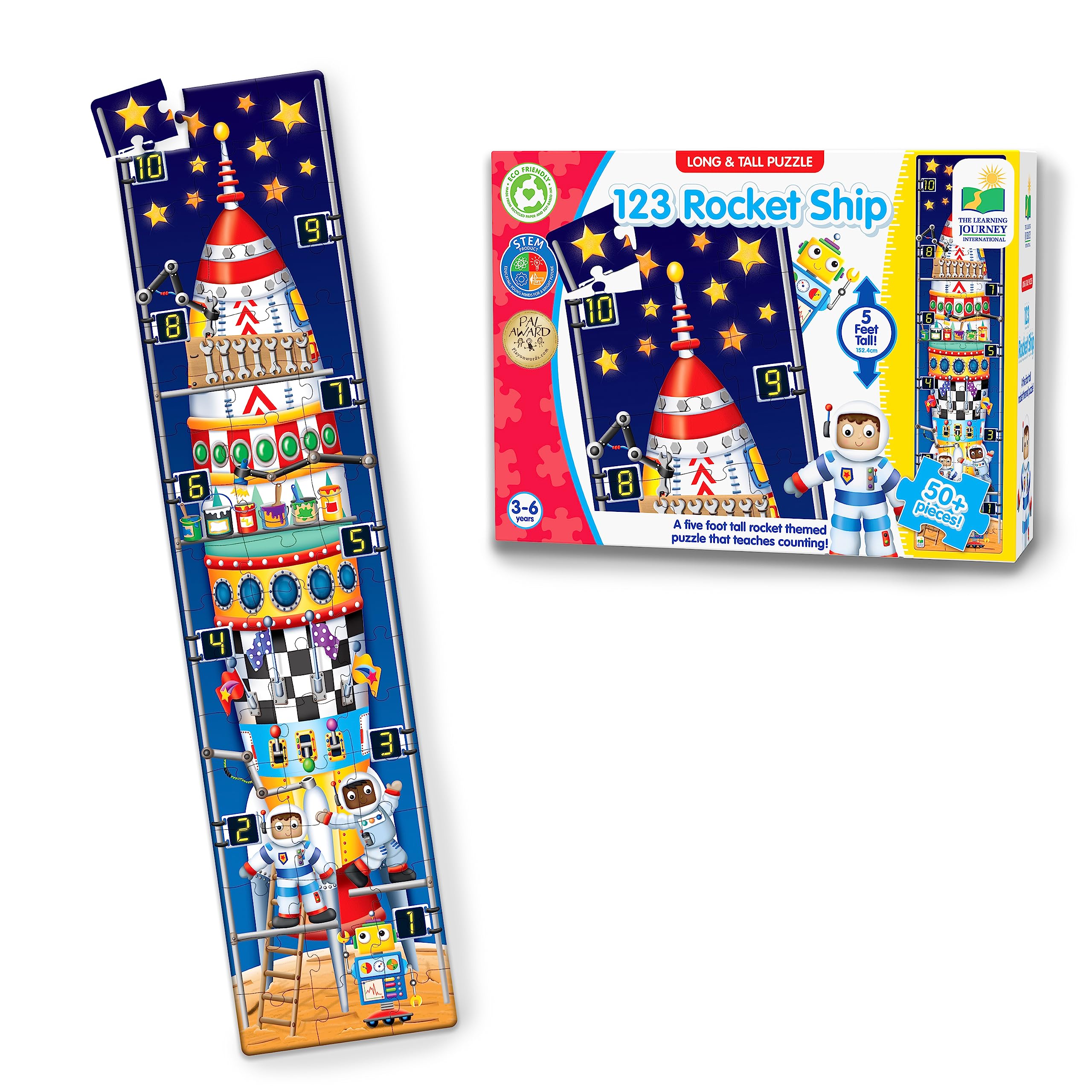Long And Tall Puzzles - 123 Rocket Ship - 51 Piece, 5-Foot-Long ...