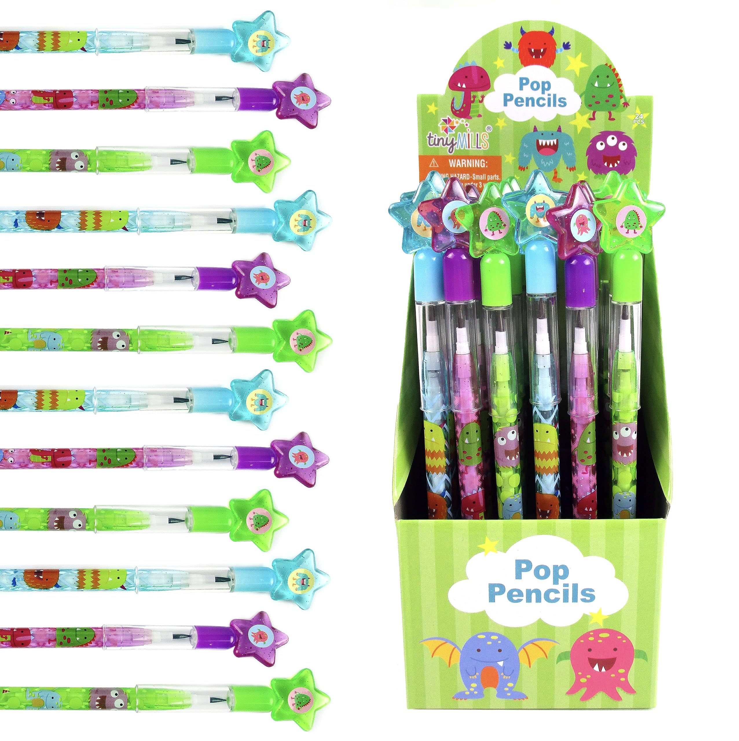TINYMILLS 24 Pcs Monsters Multi Point Pencils Stackable Pencil with ...