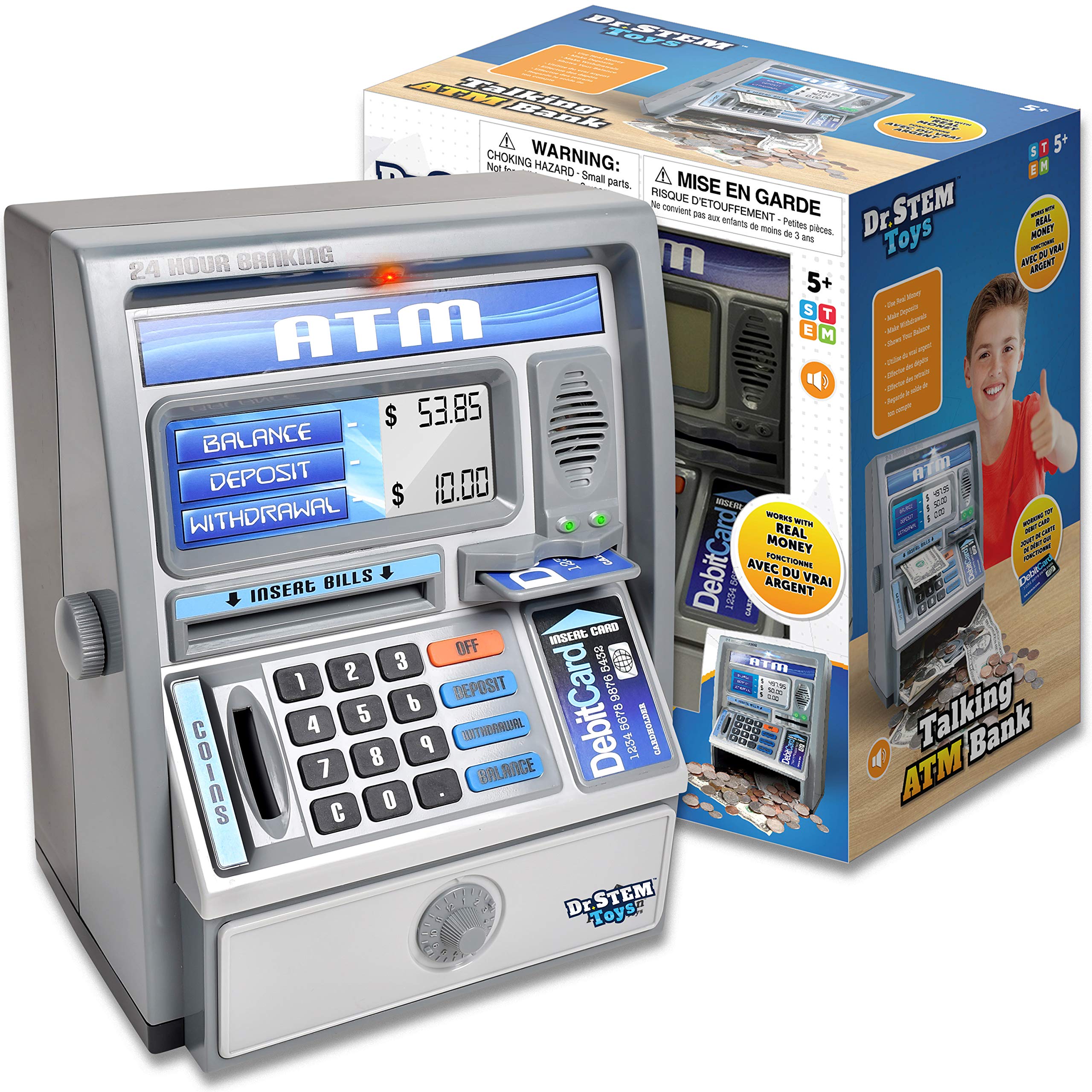 Dr. STEM Toys Kids Talking ATM Machine Savings Piggy Bank with Digital ...