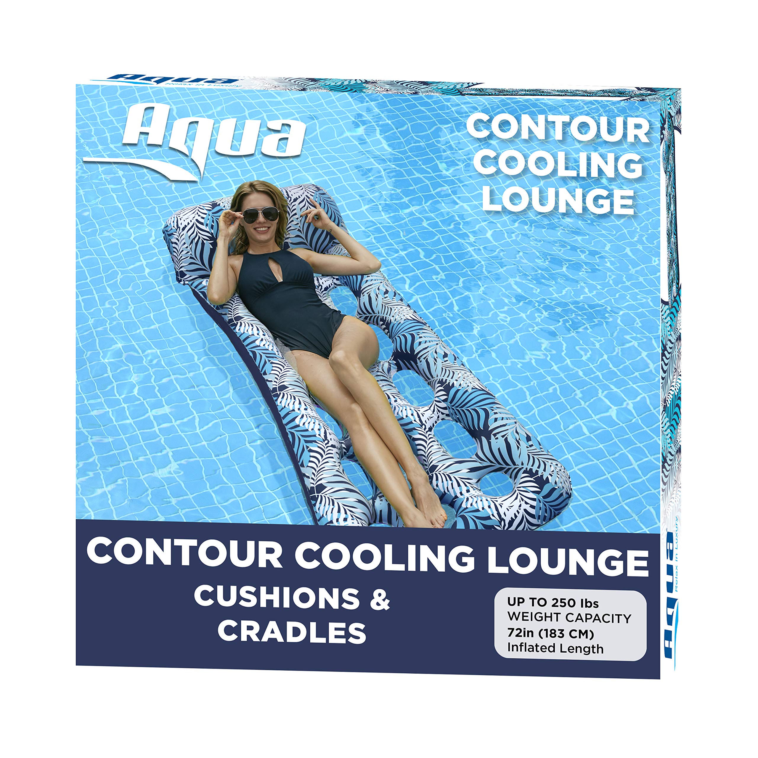 Aqua Contour Cooling Pool Float Lounge - 18-Pocket, Inflatable Pool Fl ...