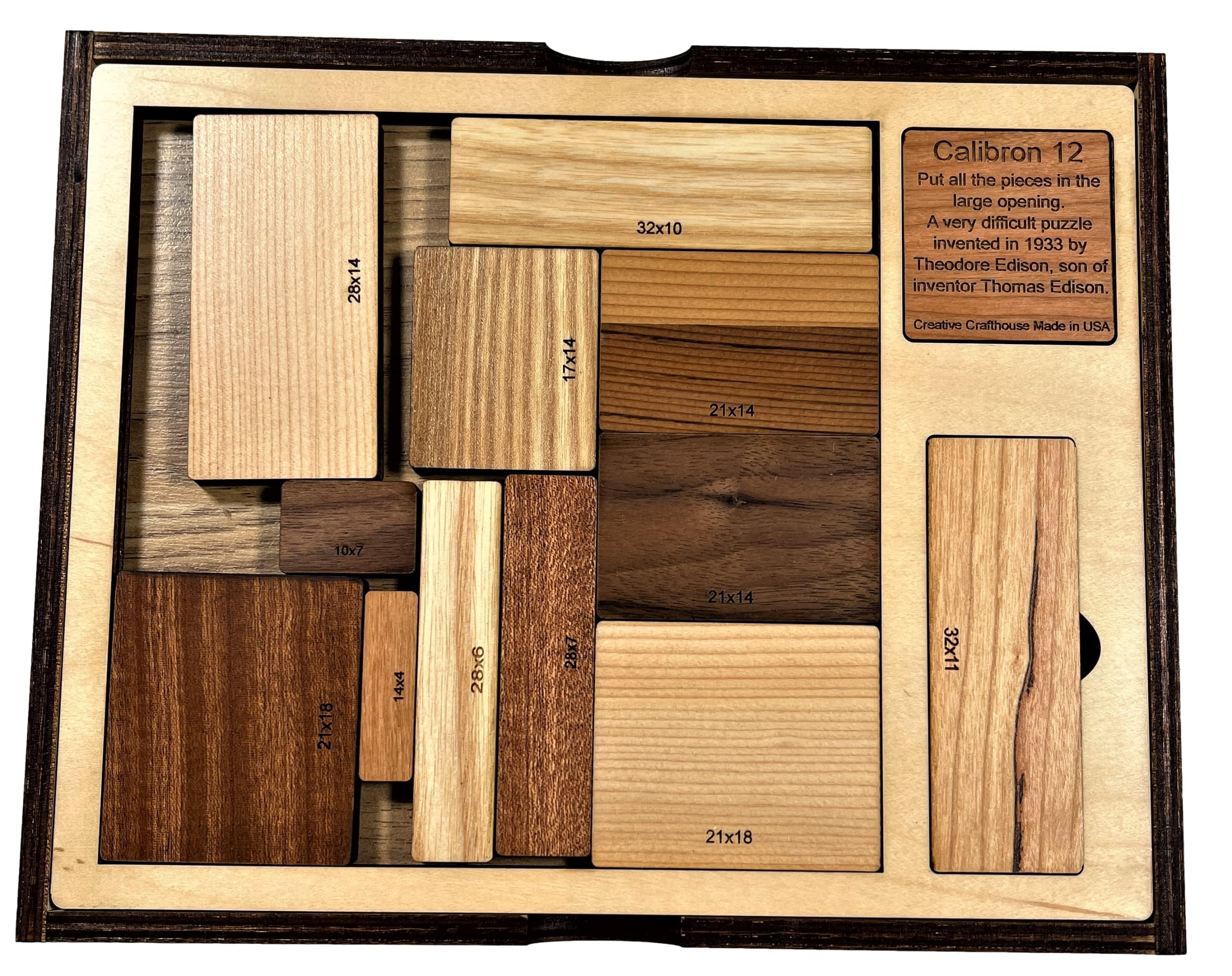 Creative Crafthouse Calibron 12 Wooden Puzzle - Hardest Brain Teaser f ...