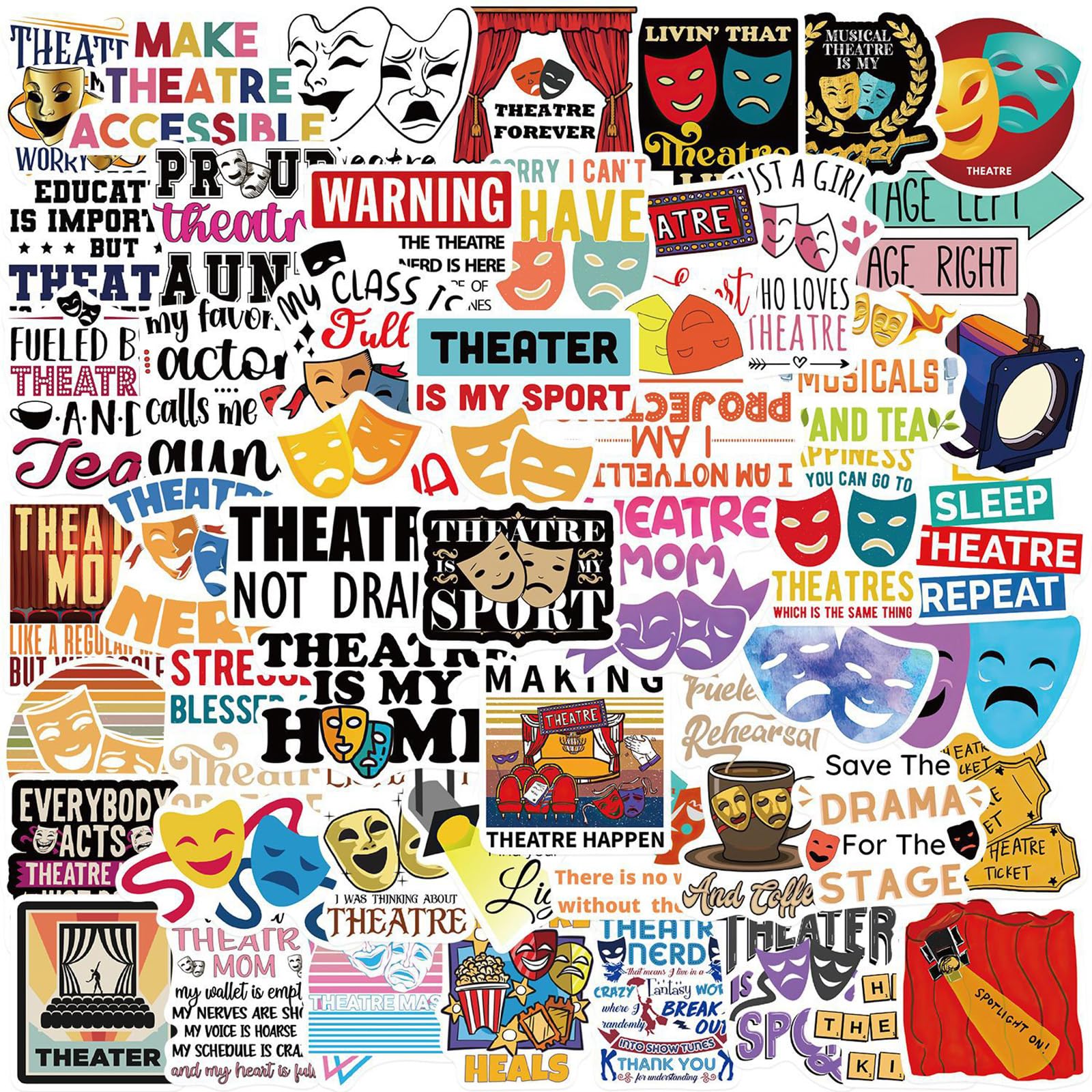Theatre Stickers,50 Pcs Aesthetic Waterproof Stickers,Vinyl Stickers F ...