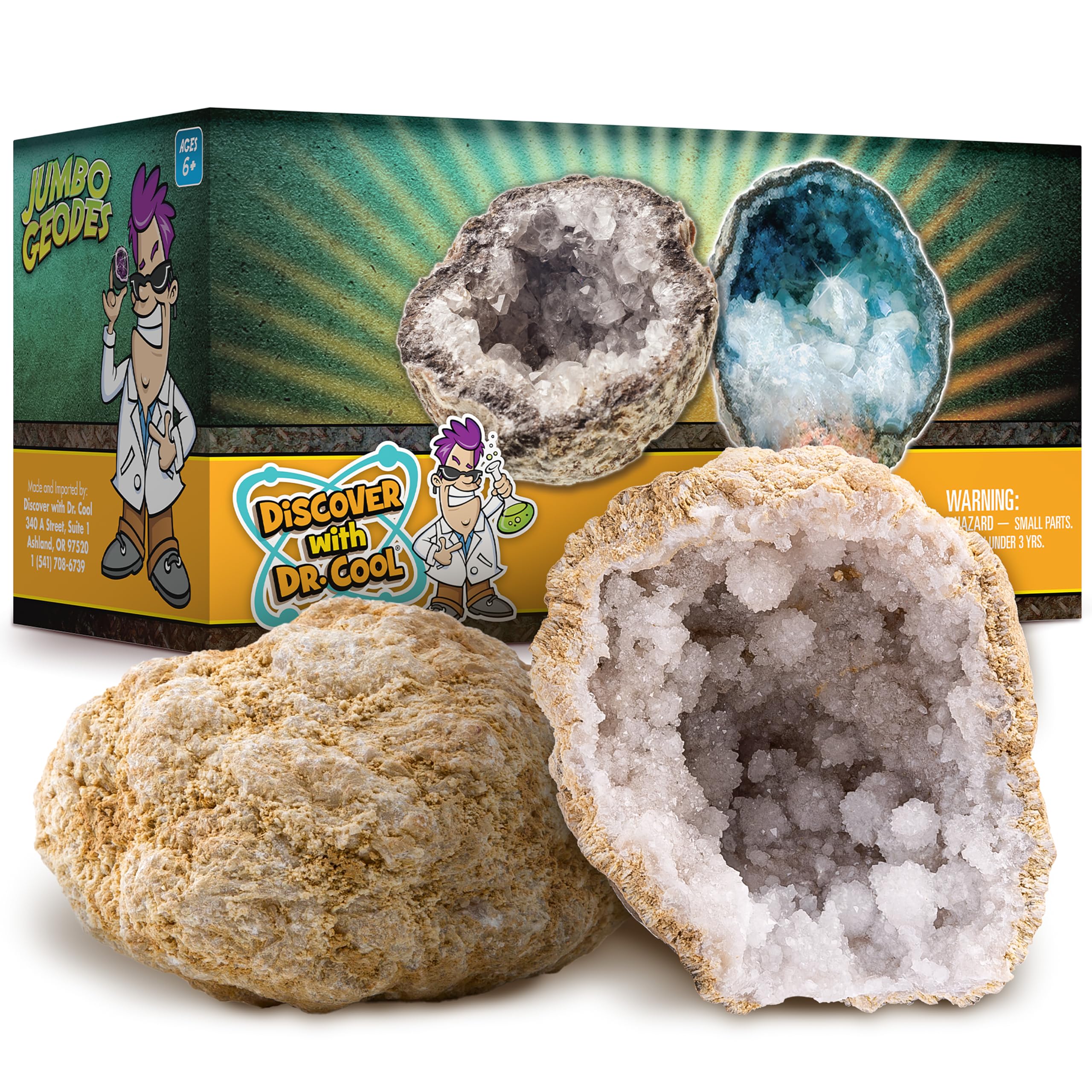Break Open 2 Jumbo Geodes- Break Your Own Large Geode With Crystals, E ...