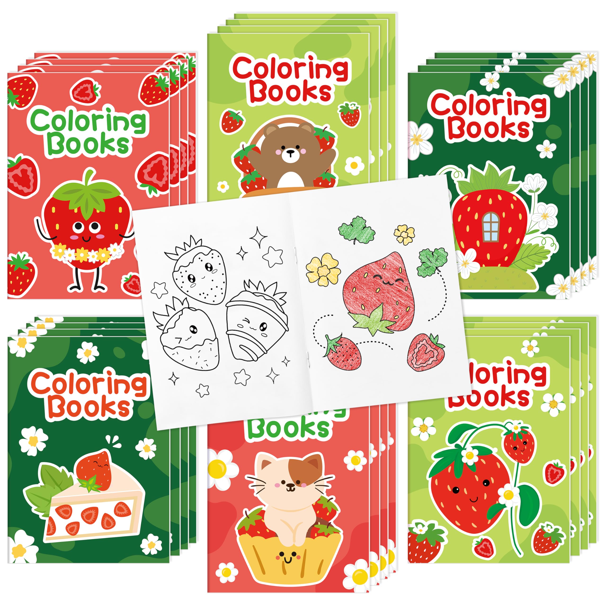 X1zuue Strawberry Coloring Books for Kids - 48Pcs Bulk Strawberry Mini ...