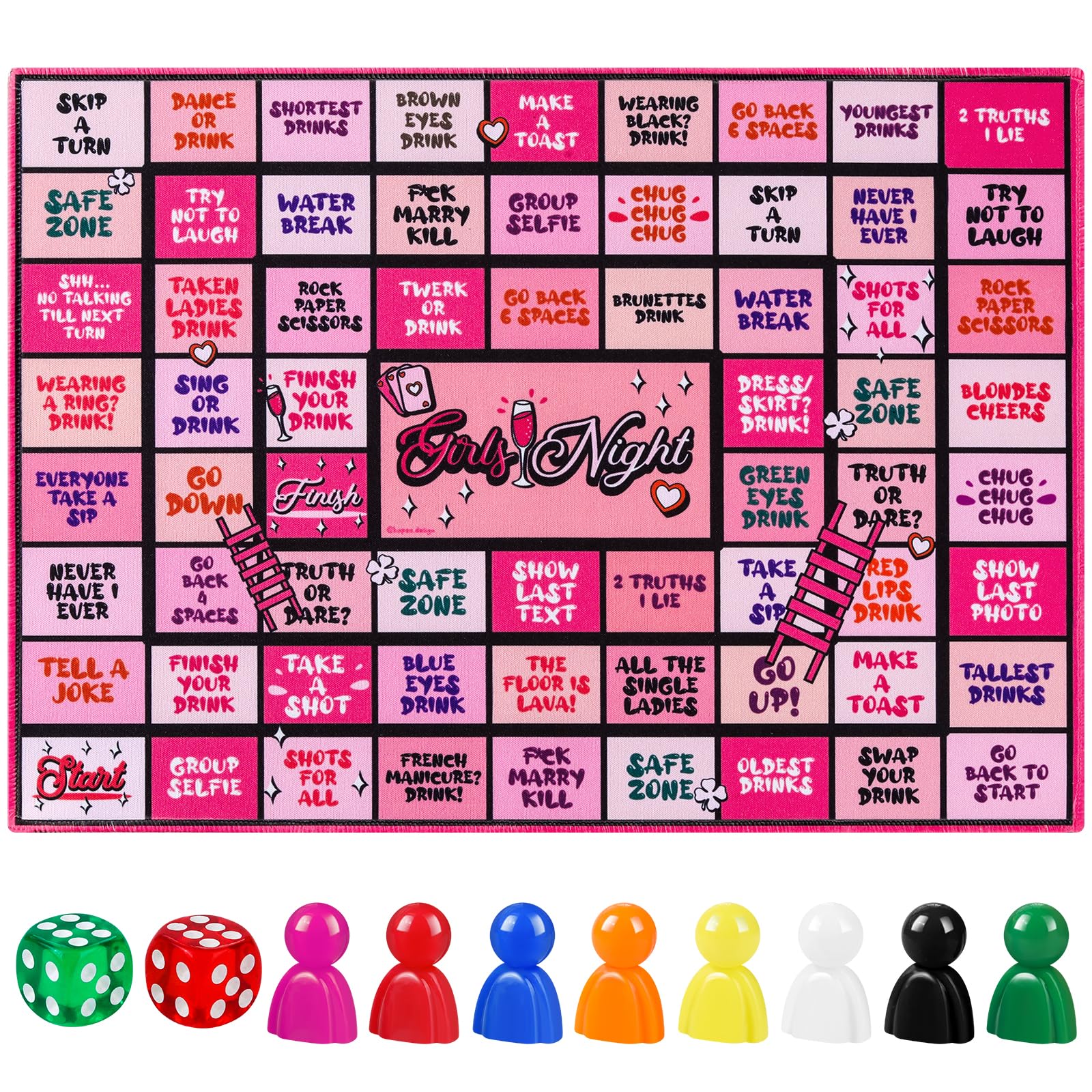 Fofeadm Drinking Games Girls Night Rubber Mat Drinking Board Games for ...
