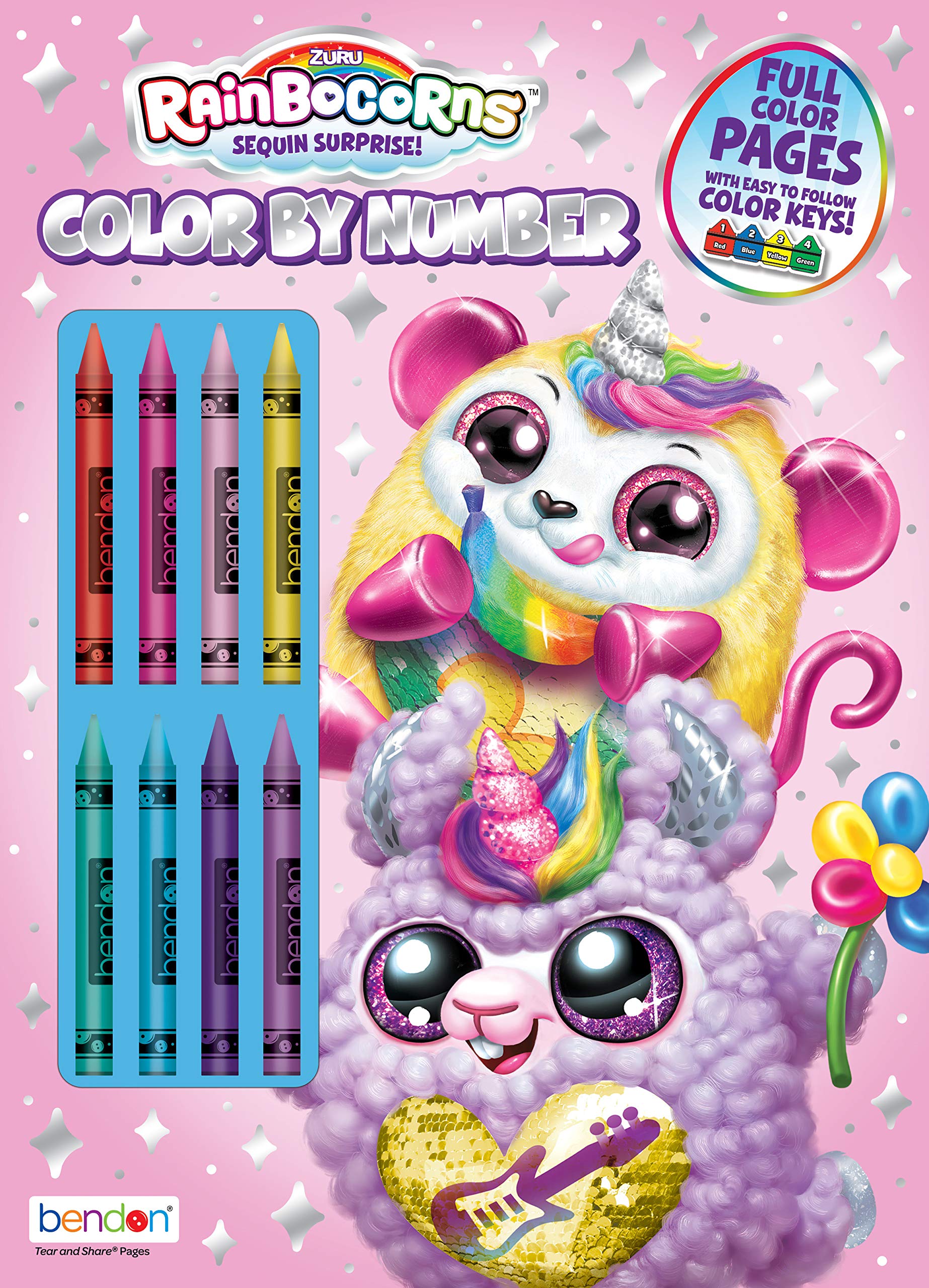 Rainbocorns 32-Page Color by Number Coloring and Activity Book with 8 ...