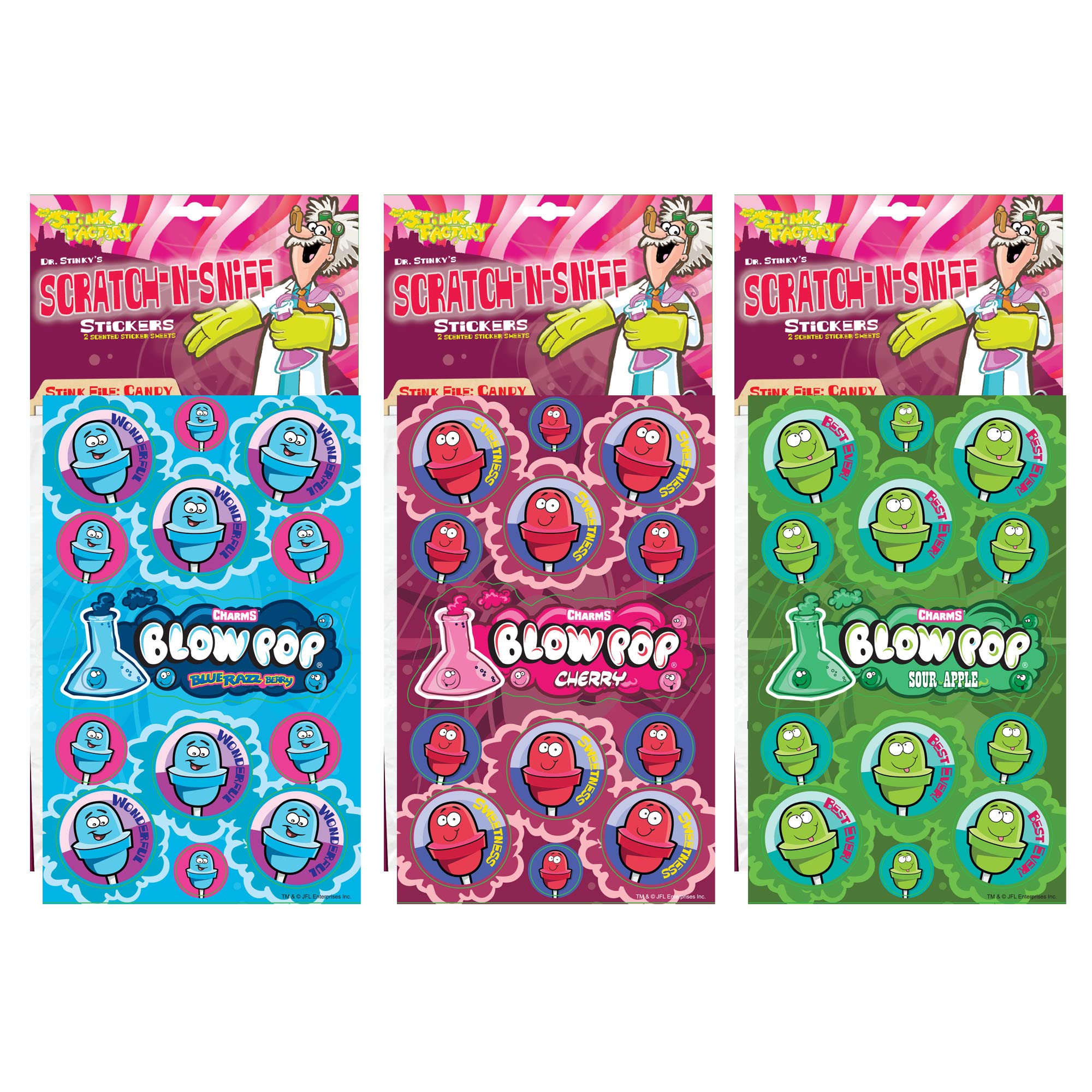 Just For Laughs Dr. Stinkys Scratch N Sniff Stickers 3-Pack- Blow Pop ...