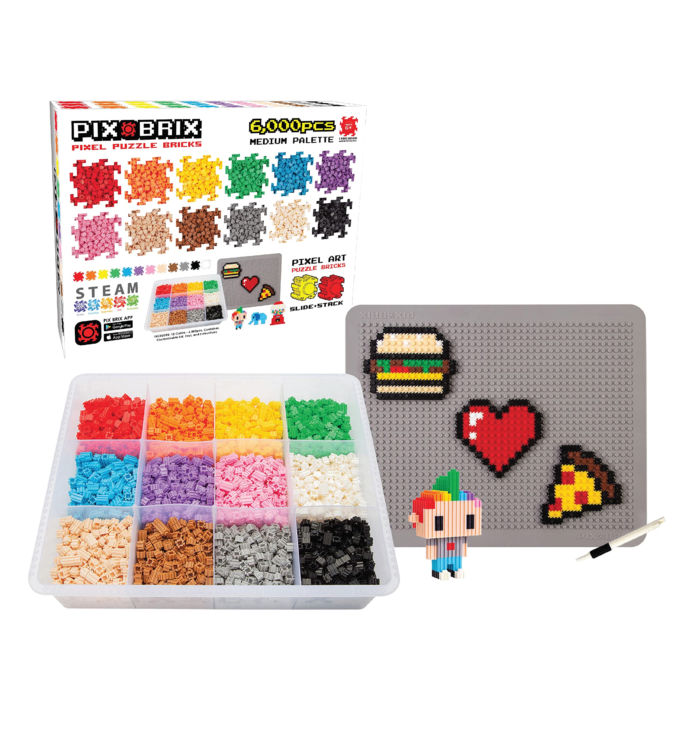 Pix Brix Pixel Art kit Puzzle Bricks - 6 000 Piece Pixel Art Container ...